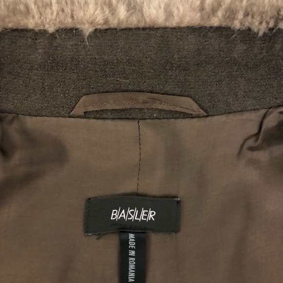 Basler | Jackets & Coats | Wool Jacket Blazer Fur Trim Size 44 Brown ...